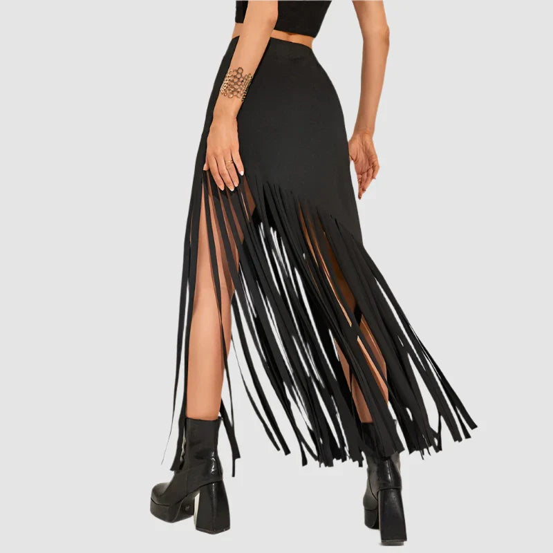 Falda punk con flecos negra – Castle Gothic Mexico