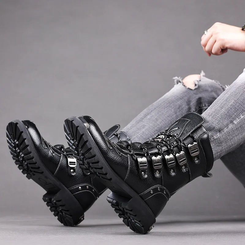 Botas de moto góticas para hombre negras – Castle Gothic Mexico