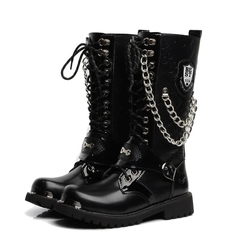Botas de moto estilo gótico con cadenas para hombre – Castle Gothic Mexico
