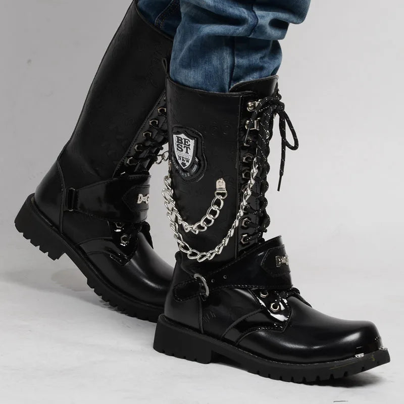 Botas de moto estilo gótico con cadenas para hombre – Castle Gothic Mexico