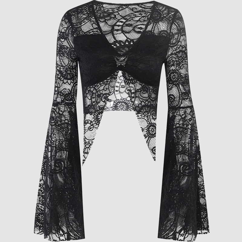Top Corto Negro Transparente – Castle Gothic Mexico